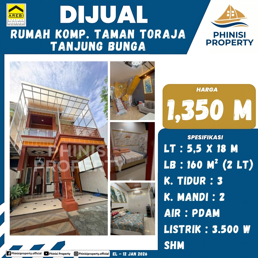 Dijual Rumah Kompleks Taman Toraja Tanjung Bunga – Phinisi Property